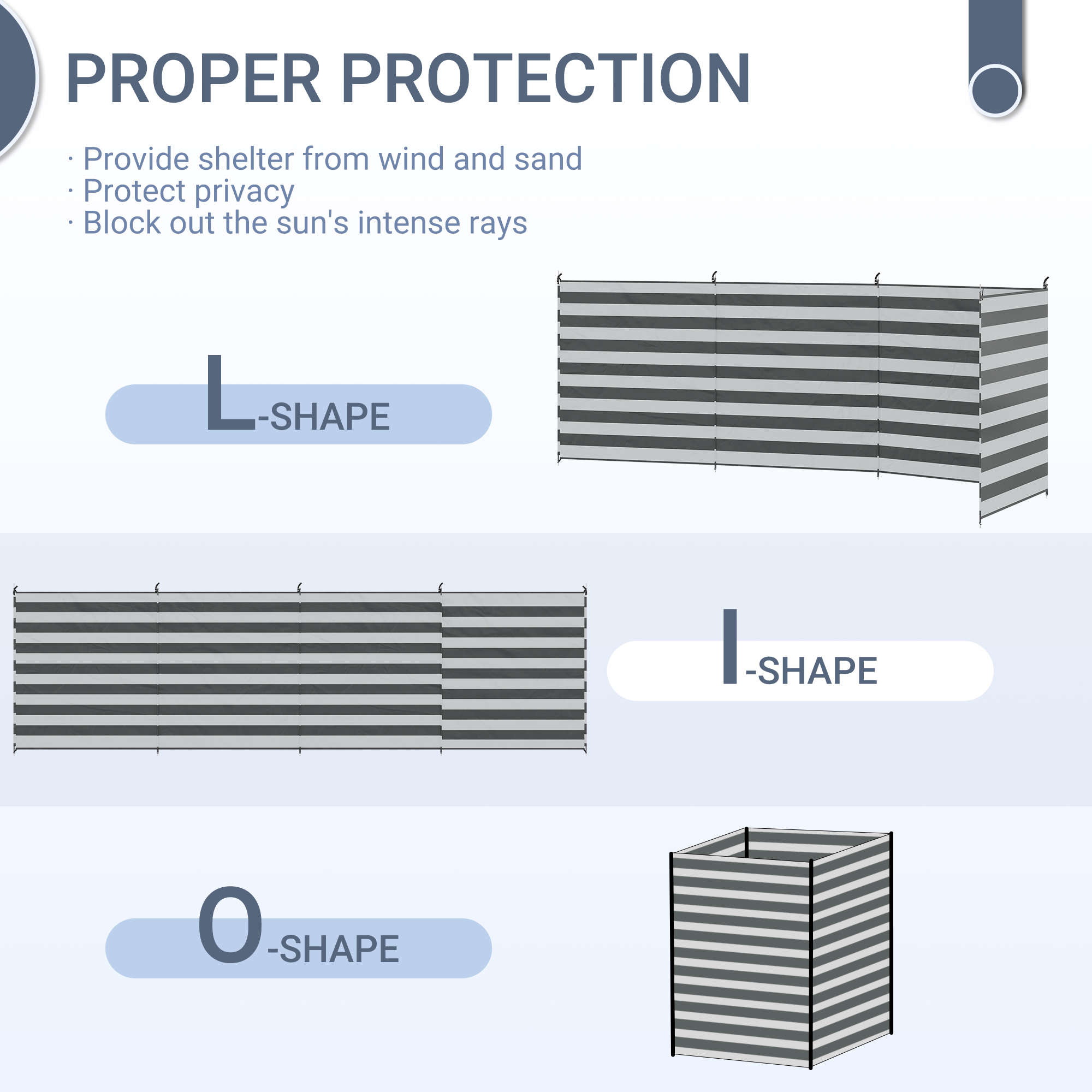 OUTSUNNY CAMPING WINDBREAK Portable Wind Blocker Privacy Wall, 540cm x ...