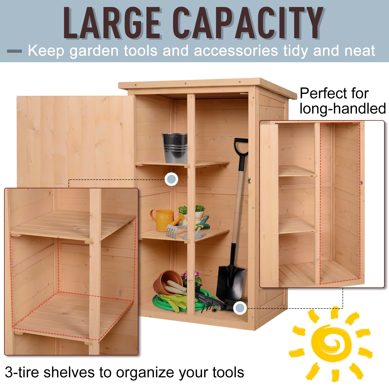 Wooden Garden Storage Shed Fir Wood Tool Cabinet | eBay UK